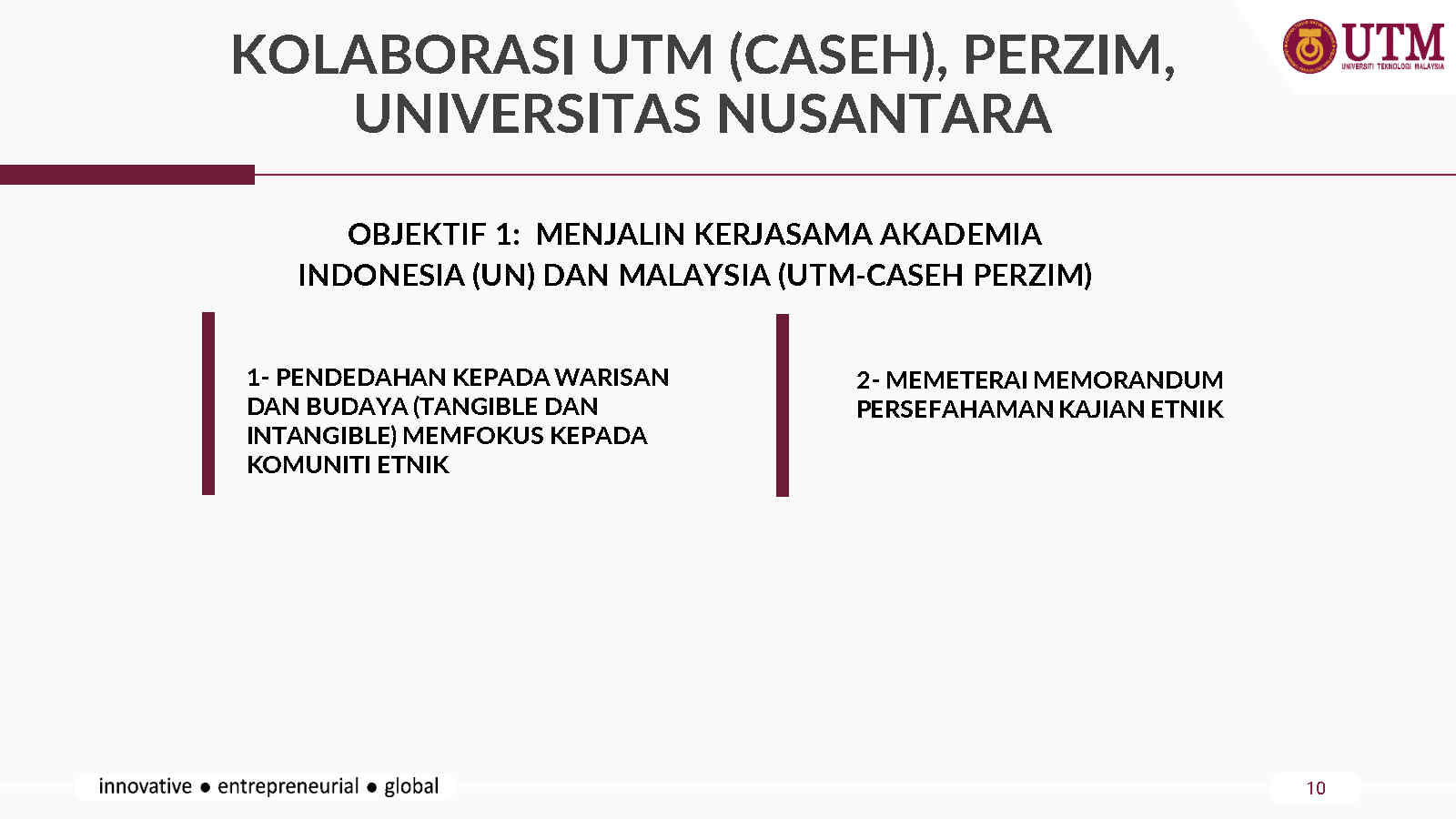 COLLABORATIVE DIALOGUE SESSION BETWEEN UNIVERSITI TEKNOLOGI MALAYSIA ...
